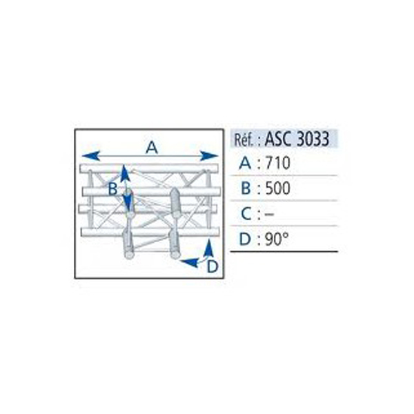 Structure ASD SC300 - Angle 3 départs ASC3033 alu