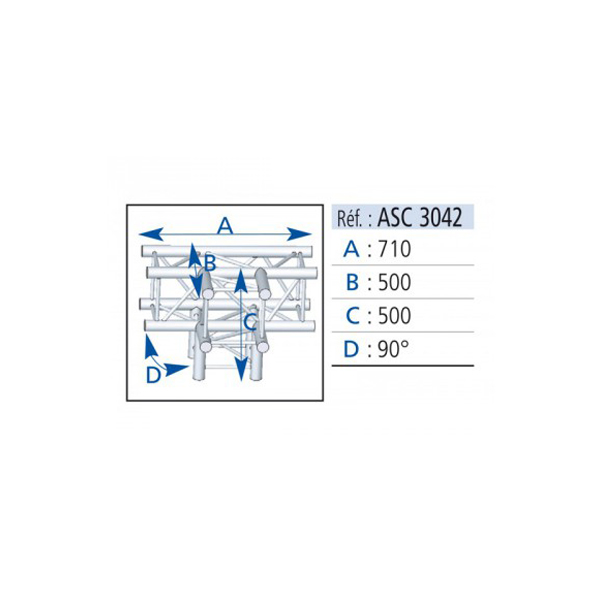 Structure ASD SC300 - Angle 4 départs ASC3042 alu