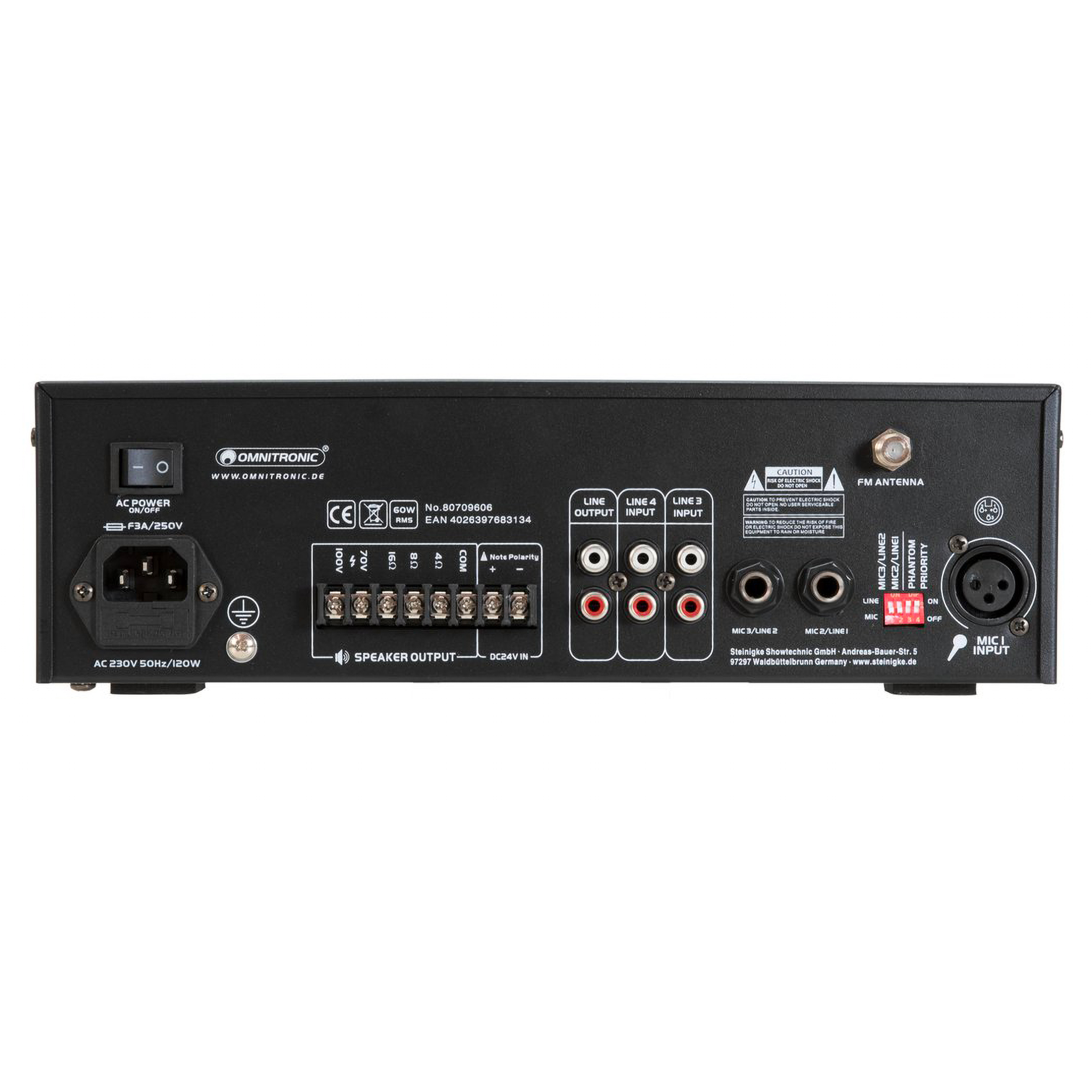 Ampli 100V 60W + lecteur BT / USB / SD CPE-60P Omnitronic - LA BS
