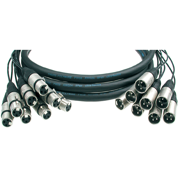 Multipaire Octopaire 8 XLR3 mâle - 8 XLR3 femelle - longueur 9m - LA BS