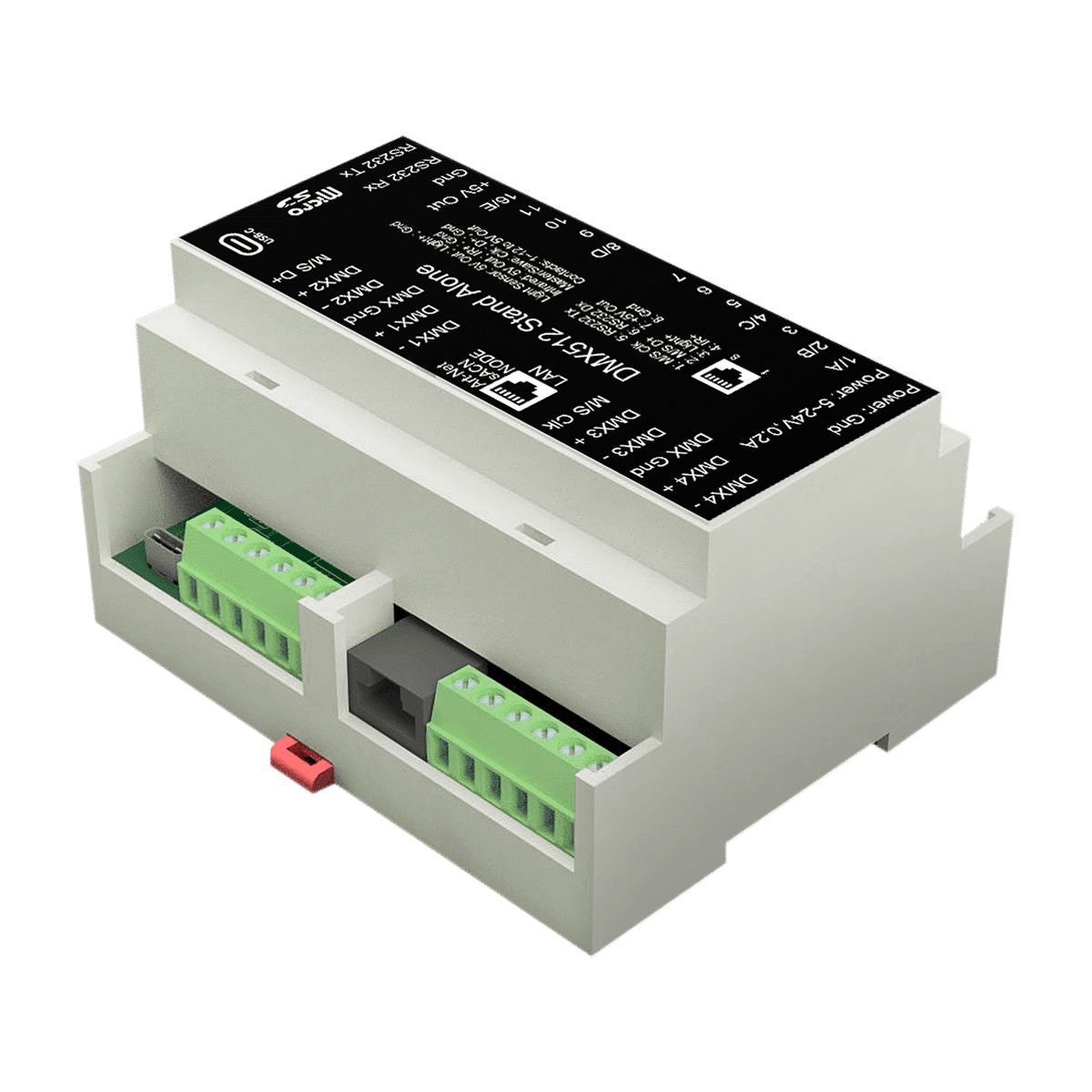 Interface DMX Artnet sACN Ethernet 2048 canaux sur rail DIN Chromateq ...