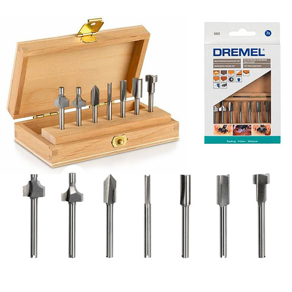 Kit de 7 fraises à défoncer pour mini outils DREMEL - LA BS