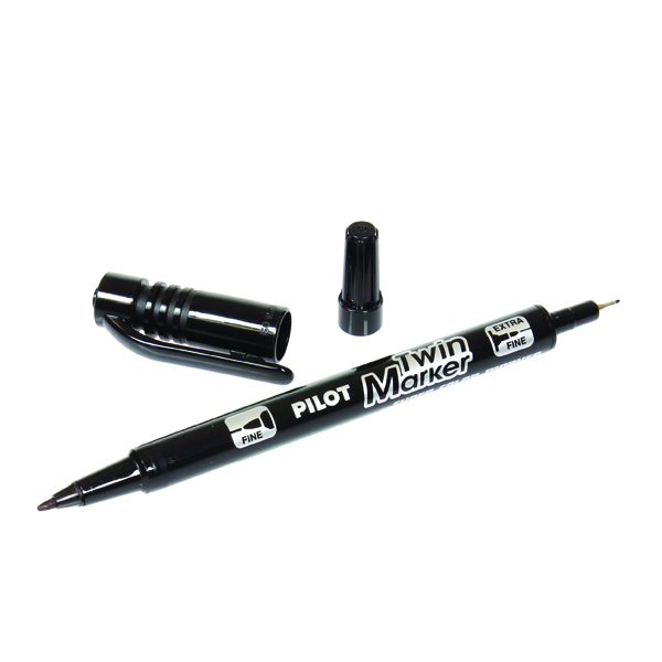 Marqueur permanent double pointe (moyenne et fine) noir - PILOT PEN - LA BS