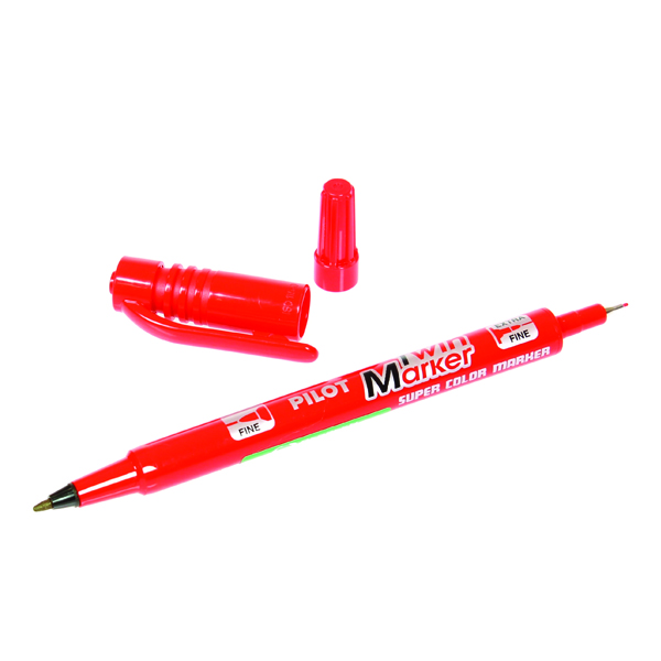 Marqueur permanent double pointe (moyenne et fine) rouge - PILOT PEN ...