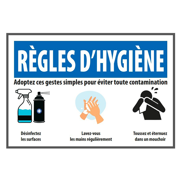 Affiche en carton A4 Règles d'hygiène - LA BS