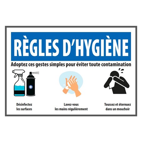 Affiche en carton A4 Règles d'hygiène - LA BS