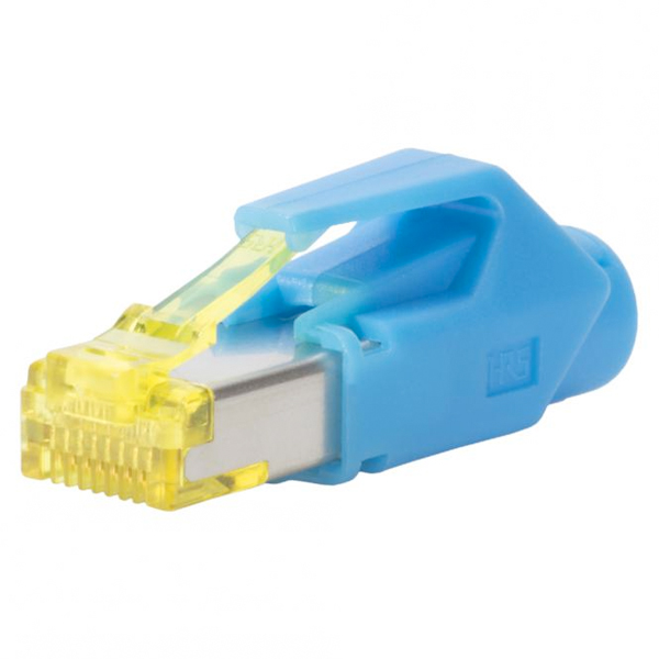 Connecteur RJ45 HIROSE Cat6a mâle - Manchon de couleur bleu - LA BS