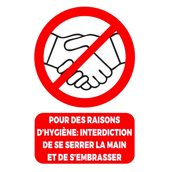 Autocollant A4 Interdiction de se serrer la main - LA BS