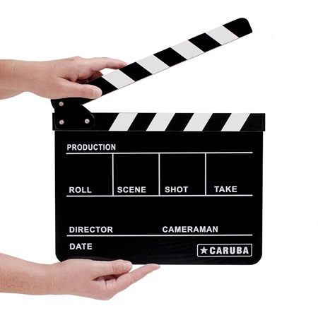 Clap de cinéma noir plastique PVC noir pour feutre effaçable - LA BS
