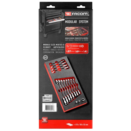 Module mousse FACOM - clés mixtes articulées à cliquet 467BF - LA BS