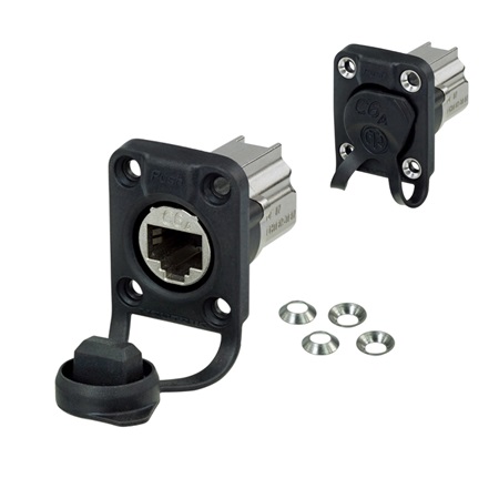 Embase etherCON RJ45 Cat6a série D NEUTRIK NE8FDX-P6-W - Noir - LA BS